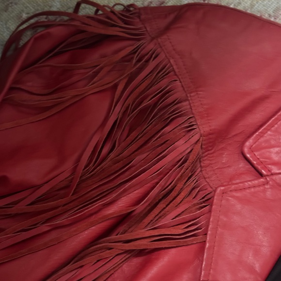 Vintage | Jackets & Coats | Vintage Red Leather Fringe Jacket | Poshmark